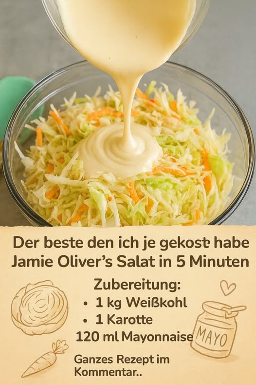 Leckerer Jamie Oliver’s Salat mit 1 kg Weißkohl - Schnelle Rezept